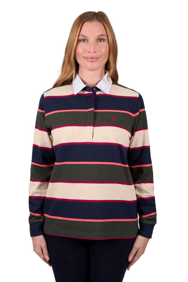 Thomas Cook Ladies Sienna Striped Rugby Navy/Green/Cream | The Top Saddlery