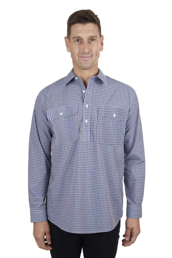 Hard Slog Mens Bobbie Check Half Placket Shirt | The Top Saddlery