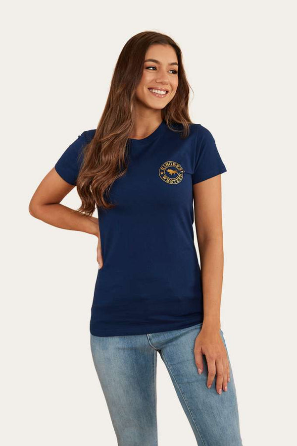 Ringers Western Ladies Signature Bull Navy/Gold Tee | The Top Saddlery