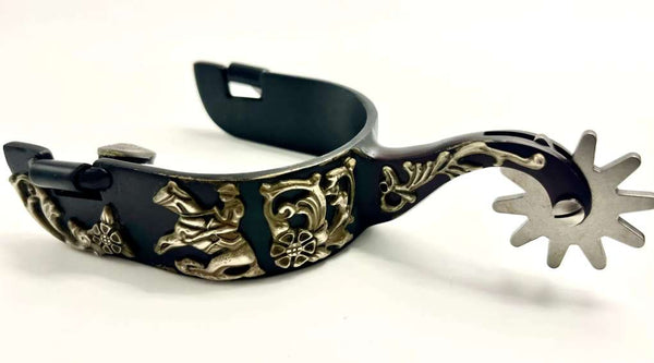 Toprail Black Satin Floral Reining Spur | The Top Saddlery