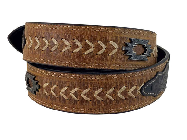 Roper Mens Arrow Stitch Aztec Concho Belt | The Top Saddlery